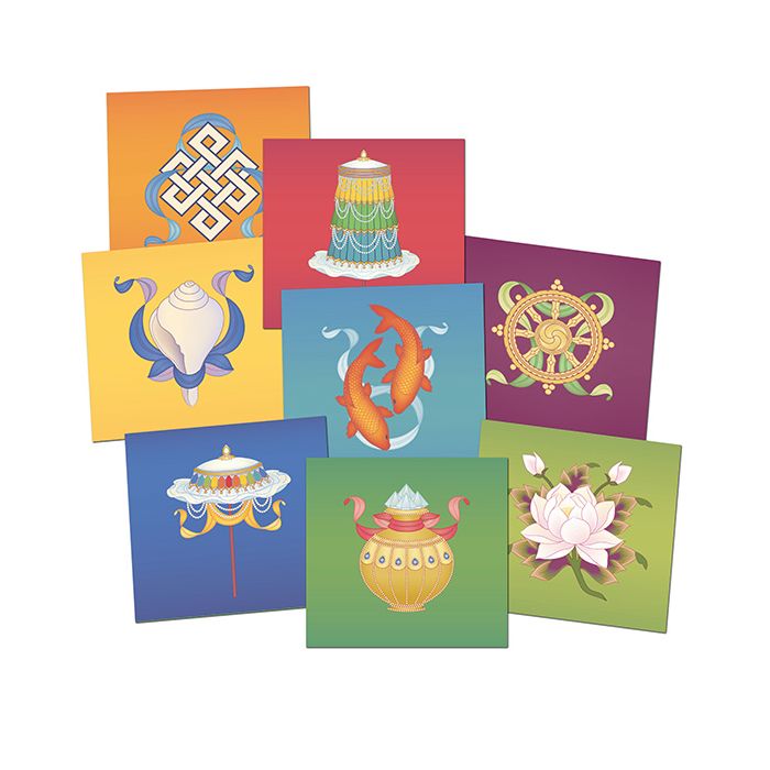 The Eight Auspicious Buddhist Symbols (SET OF 8) | Buddhist Meditation Art