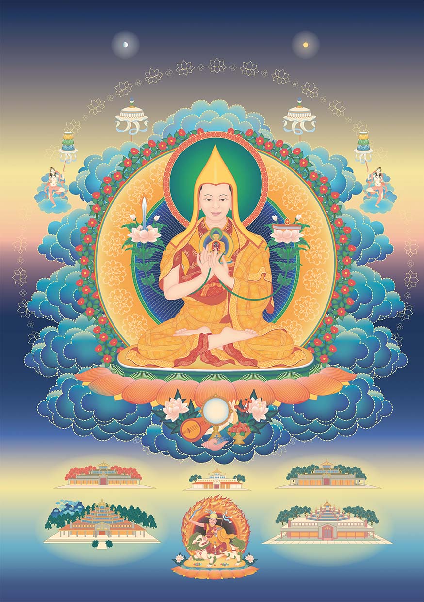 Guru Sumati Buddha Heruka 5 (with five kadampa Temples) | Kadampa Practice
